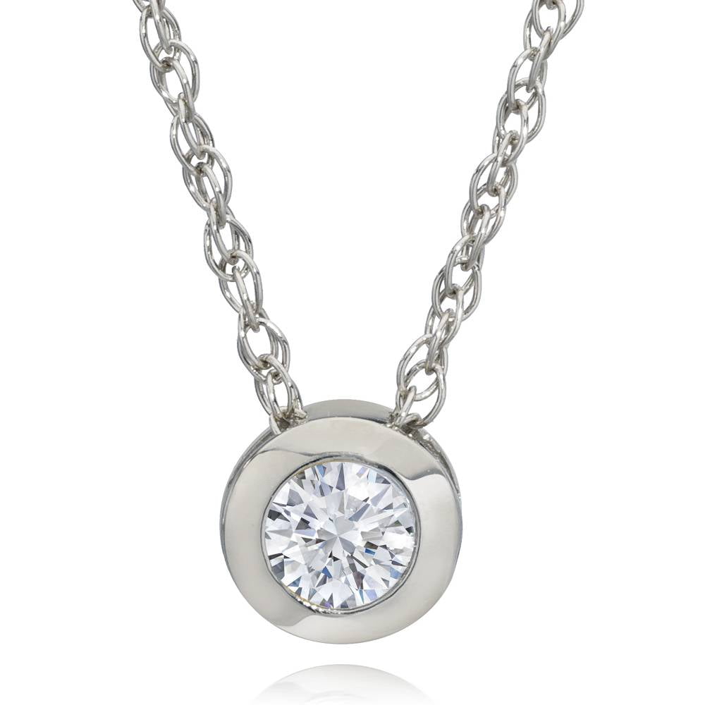 Pompeii 3/8ct Bezel Solitaire Lab Created Diamond Pendant 14K White ...