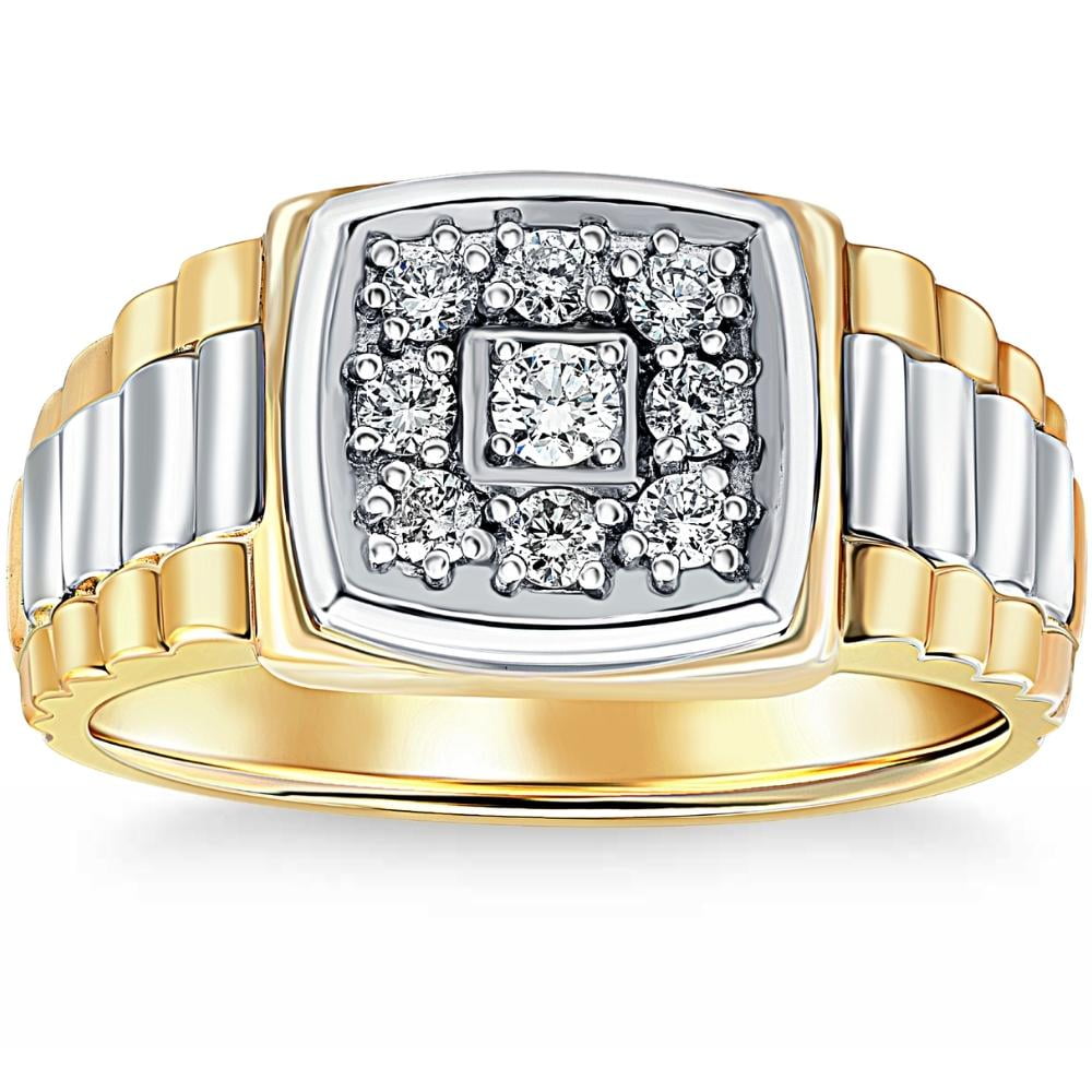 Pompeii 3/8ct Diamond Mens Ring 14k White & Yellow Gold Two Tone ((G-H ...