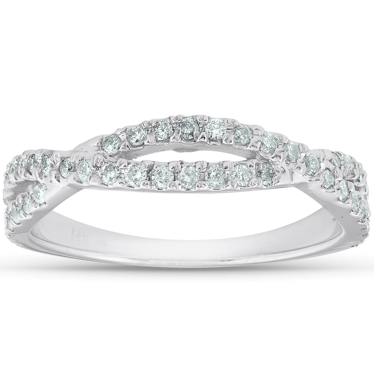 Pompeii 3/8ct Diamond Wedding Ring Womens Infinity Crossover Band 14k ...