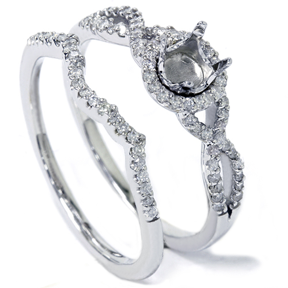 Pompeii 3/8ct Infinity Intertwined Engagement Ring Setting 14K White ...