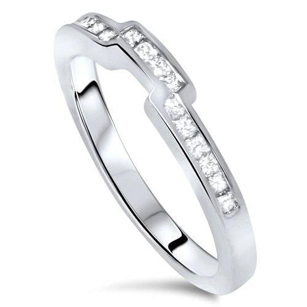 Pompeii 3/8ct Princess Cut Curved Diamond Ring 14k White Gold (H/I,I1-I2) - Walmart.com