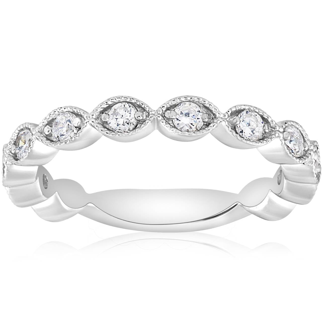 Pompeii 3/8ct Vintage Diamond Stackable Wedding Ring Womens Stackable ...