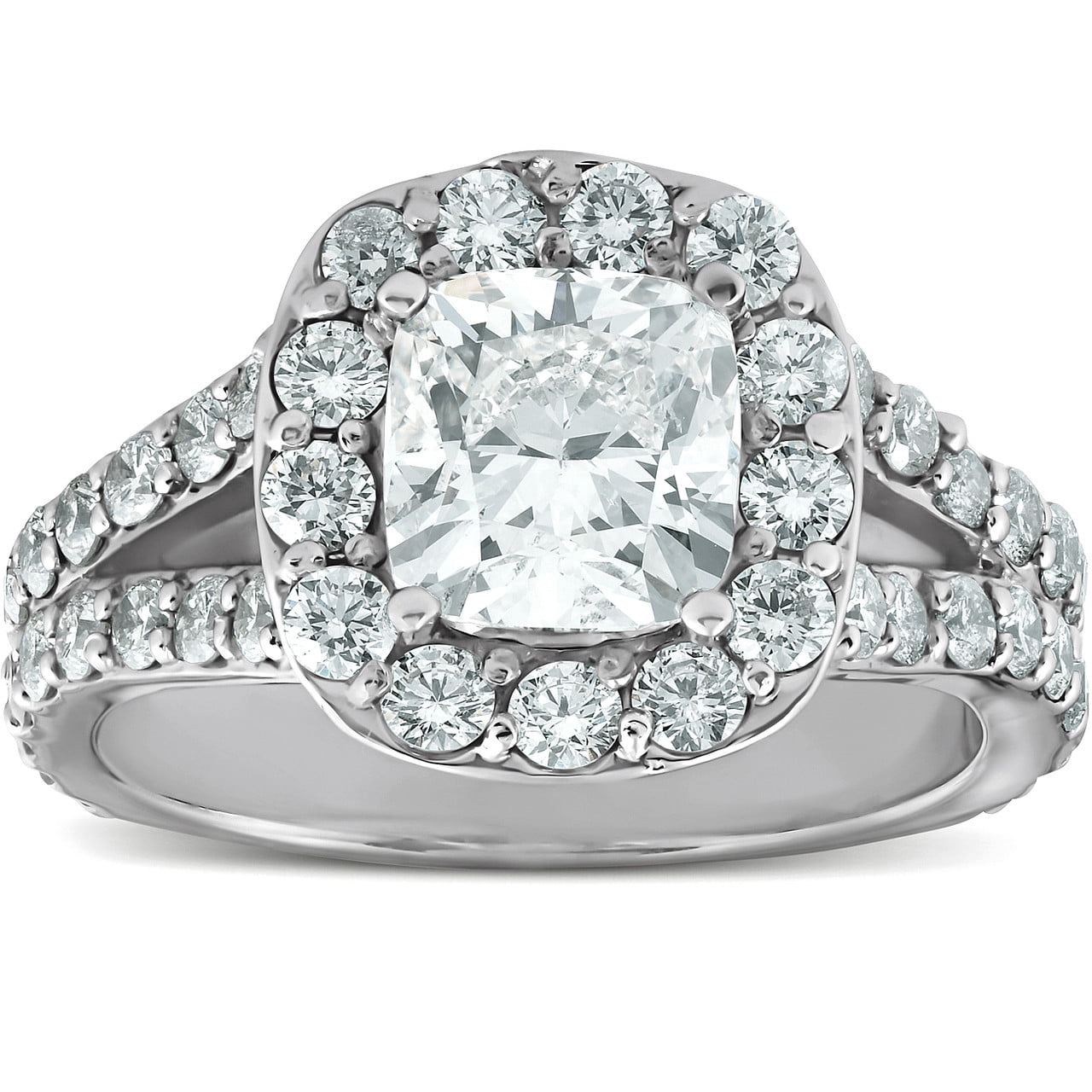 Pompeii Certified 3.75Ct TW Cushion Diamond Engagement Ring 14k White Gold Lab Grown - Walmart.com