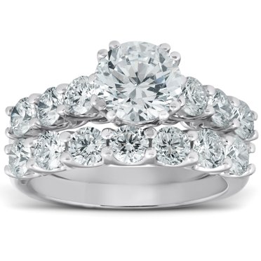 Pompeii 1 5/8 Ct Oval Diamond Engagement Ring & Matching Band 14k White Gold Lab Grown - Walmart.com