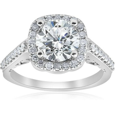 Pompeii3 3Ct Princess Cut Diamond Solitaire Engagement Ring 14k Gold Lab Grown Square Shaped ...