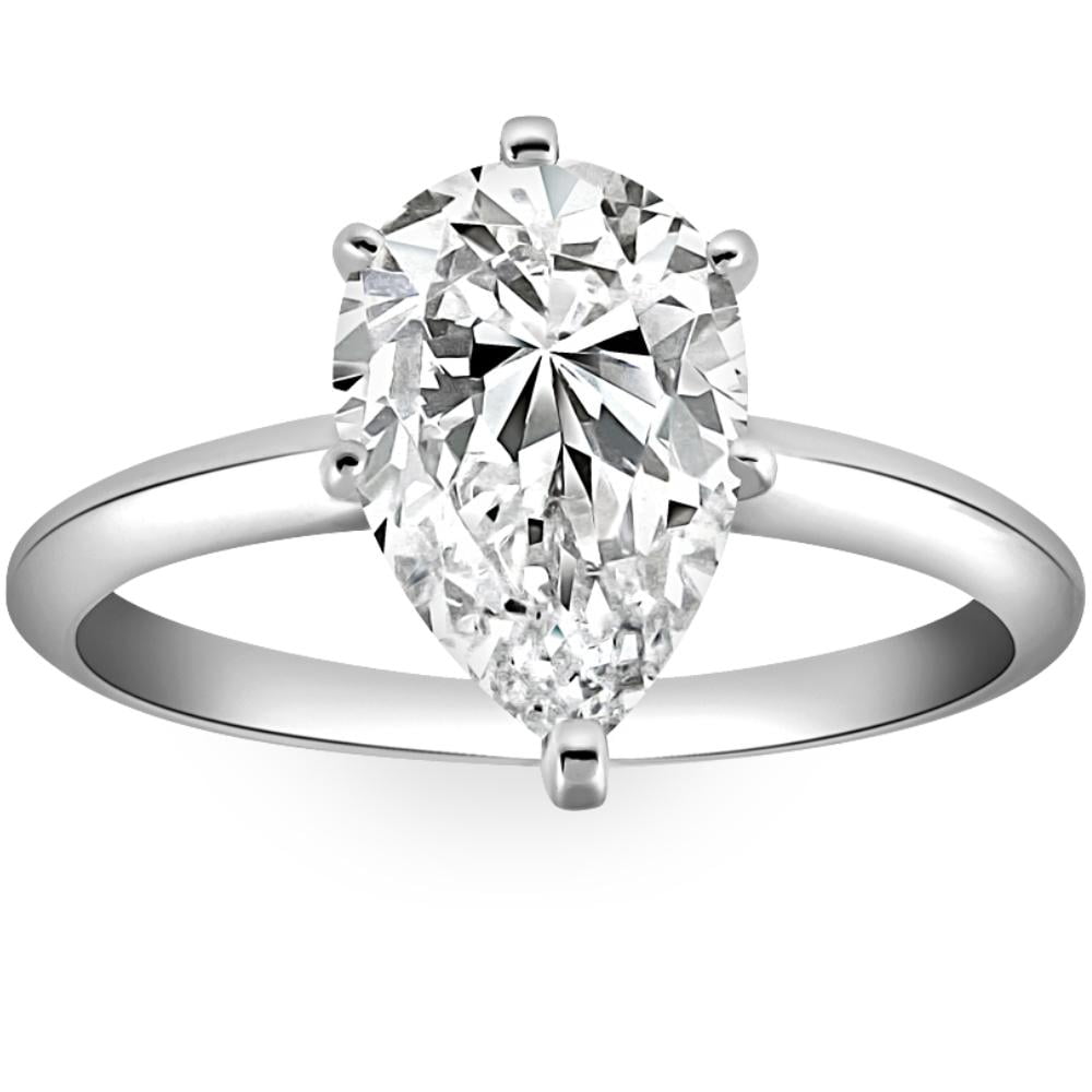 Pompeii 3CT Platinum Pear Shaped Diamond 6-Prong Solitaire Engagement ...