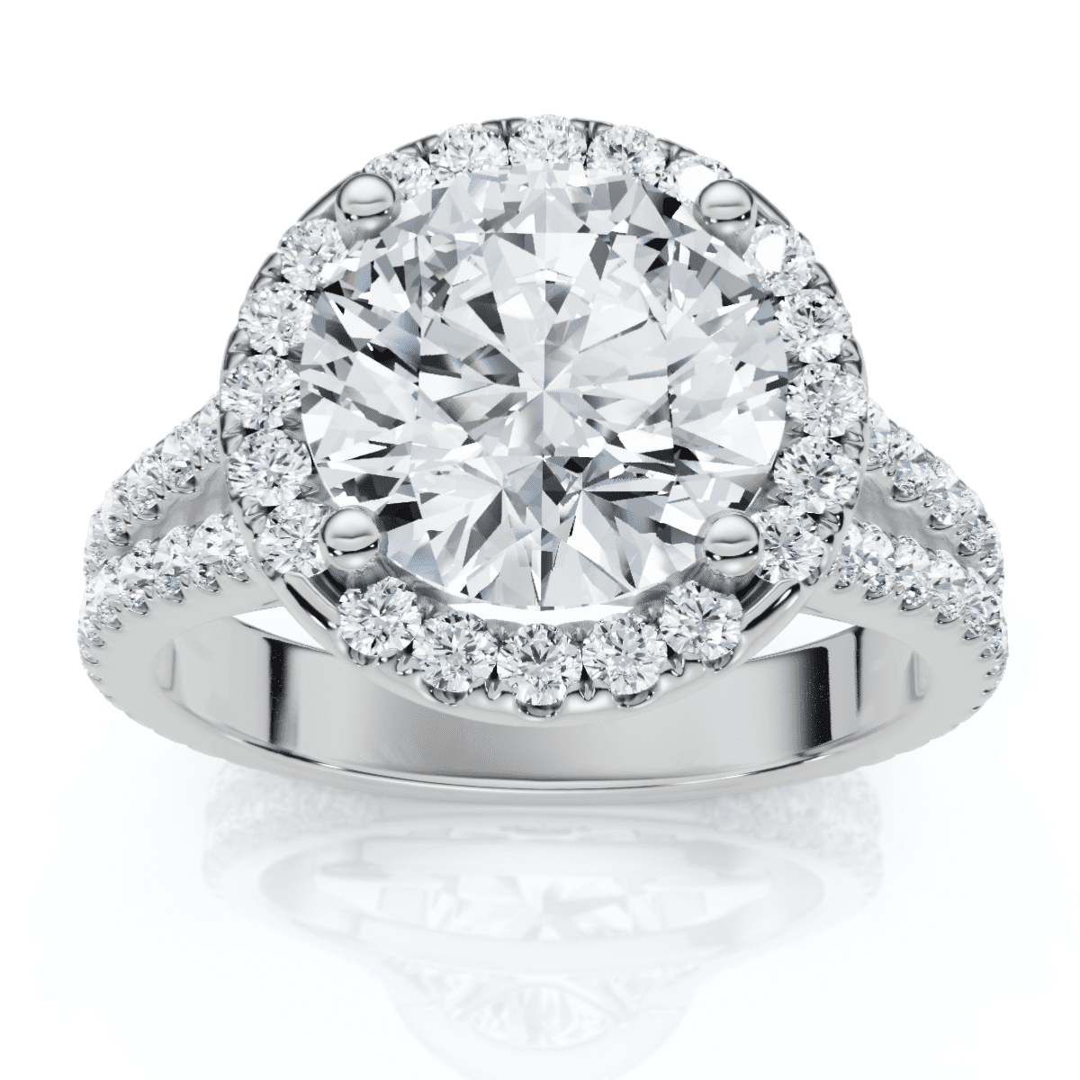 Pompeii 3Ct Diamond Halo Split Band Engagement Ring Lab Grown in White ...