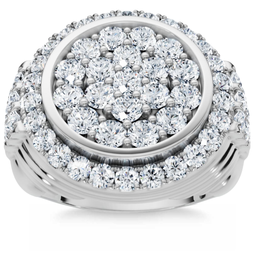 Pompeii 3Ct Diamond Ring Mens Round Flashy Polished Wedding Band in ...