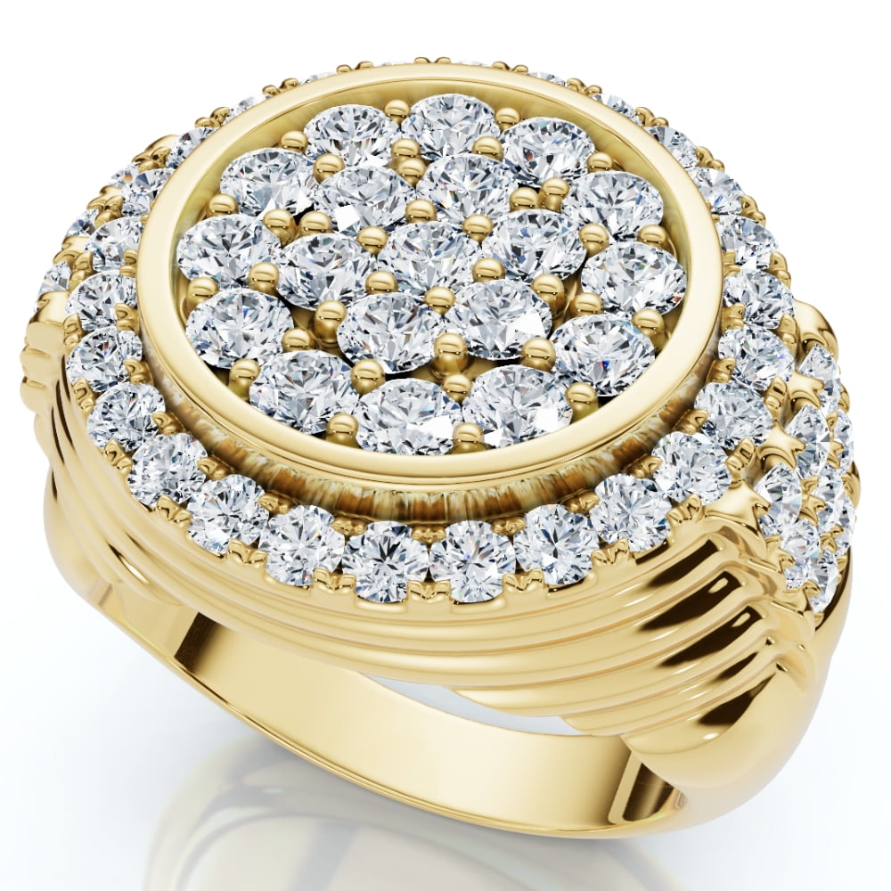 Pompeii 3Ct Diamond Ring Mens Round Flashy Polished Wedding Band in ...