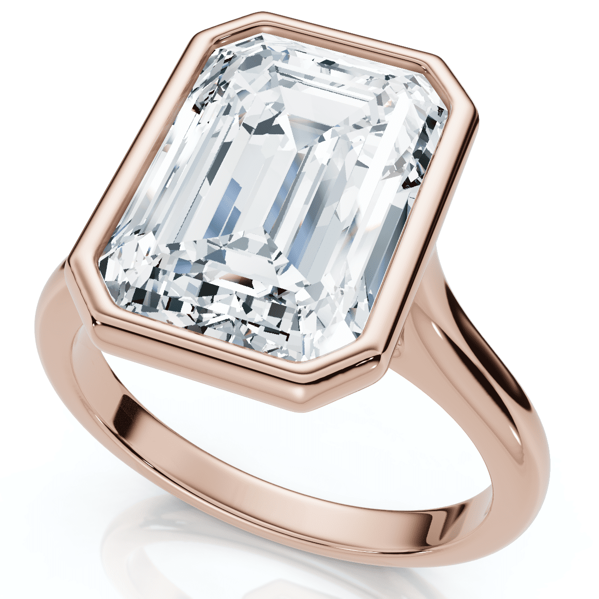 Pompeii 3Ct Emerald Cut Bezel Solitaire Diamond Engagement Ring 14k ...