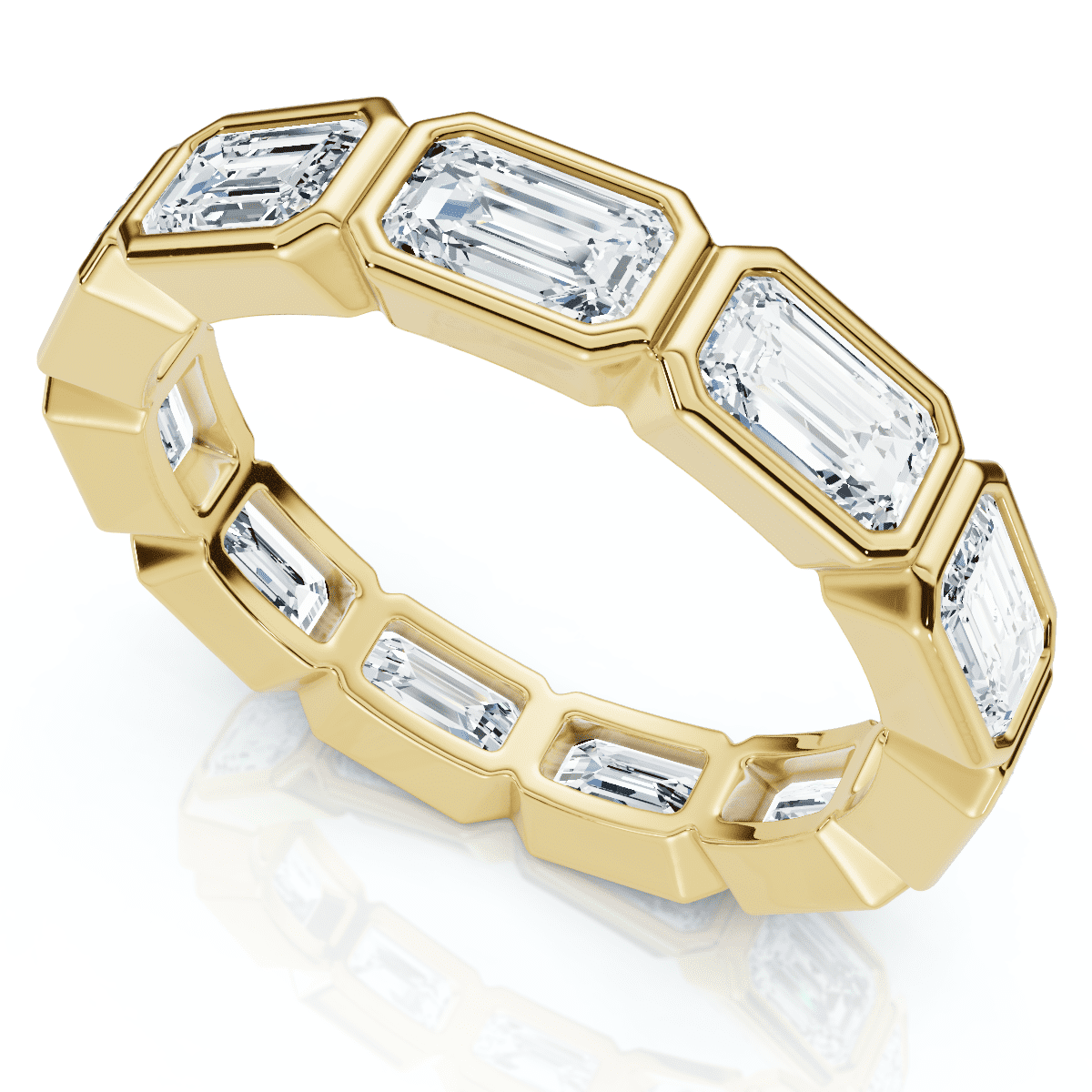 Pompeii 3Ct Emerald Cut Diamond East West Eternity Ring 14k Gold or ...