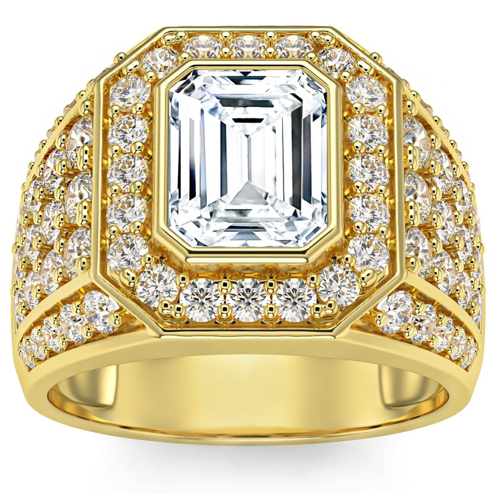 Pompeii 3Ct Emerald Cut Diamond Men's Ring in White, Yellow or Rose ...