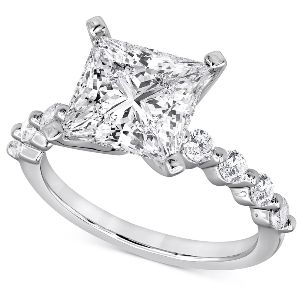 Pompeii 3Ct Princess Cut Diamond Engagement Ring 14k White Gold Lab ...