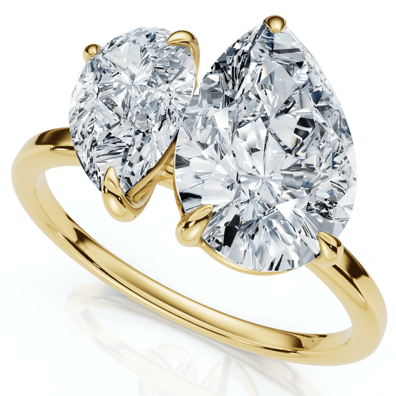 Pompeii 3Ct Toi Et Moi Pear Shape Diamond Ring 14k Gold Lab Grown (E/F ...