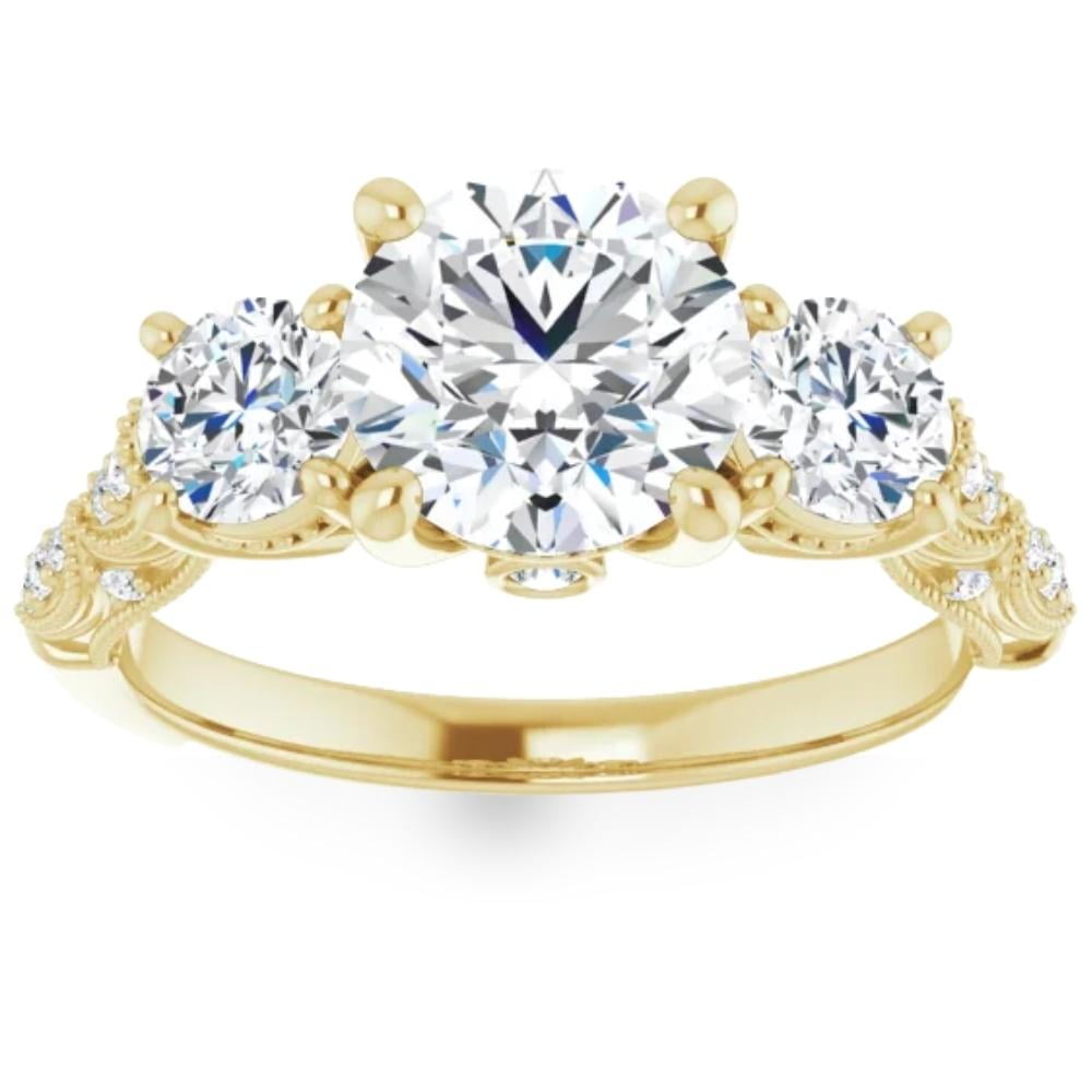 Pompeii 3Ct Vintage Diamond 3 Stone Engagement Ring Lab Grown in White ...