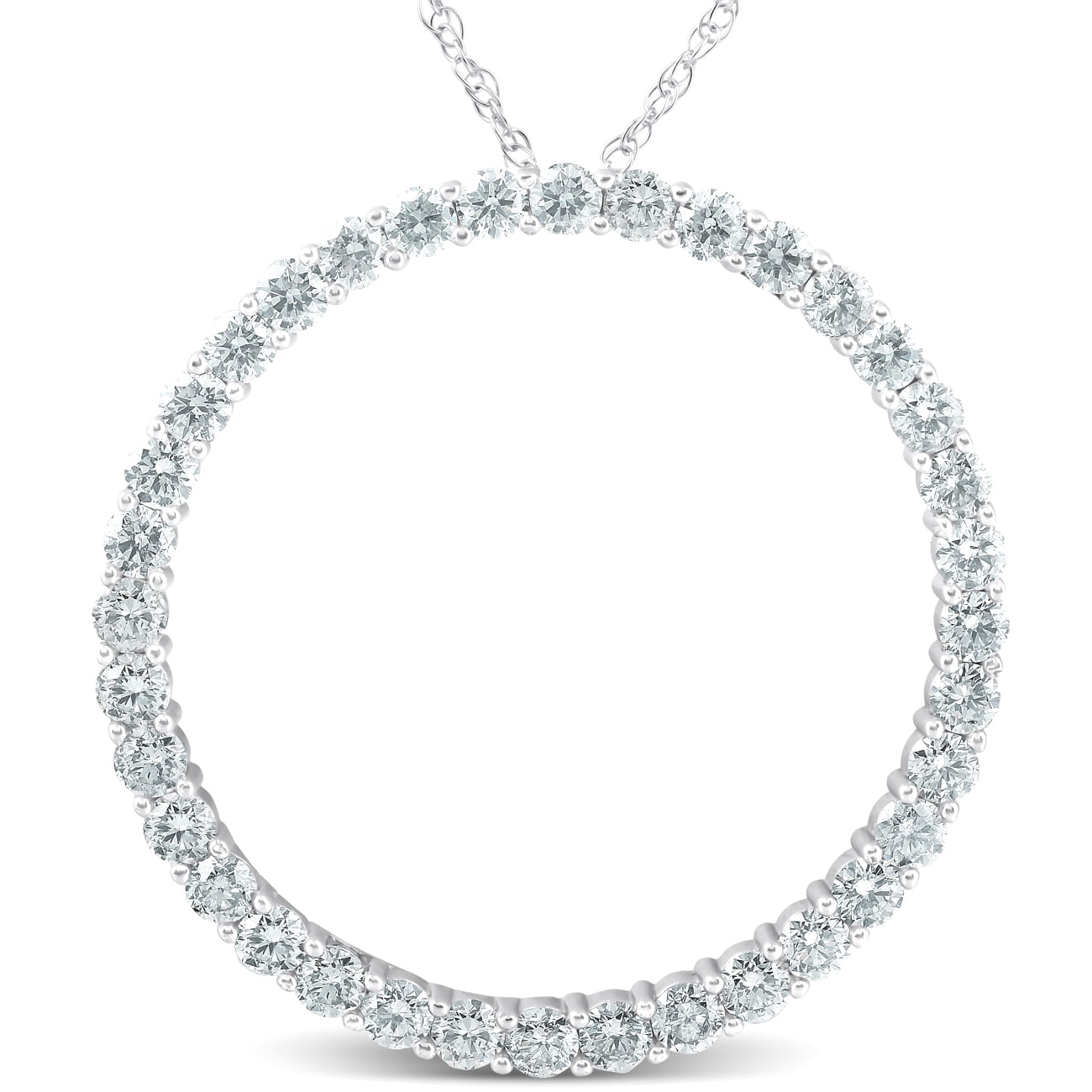 Pompeii 3ct Large Round Genuine Diamond Circle Pendant & Chain 14K ...