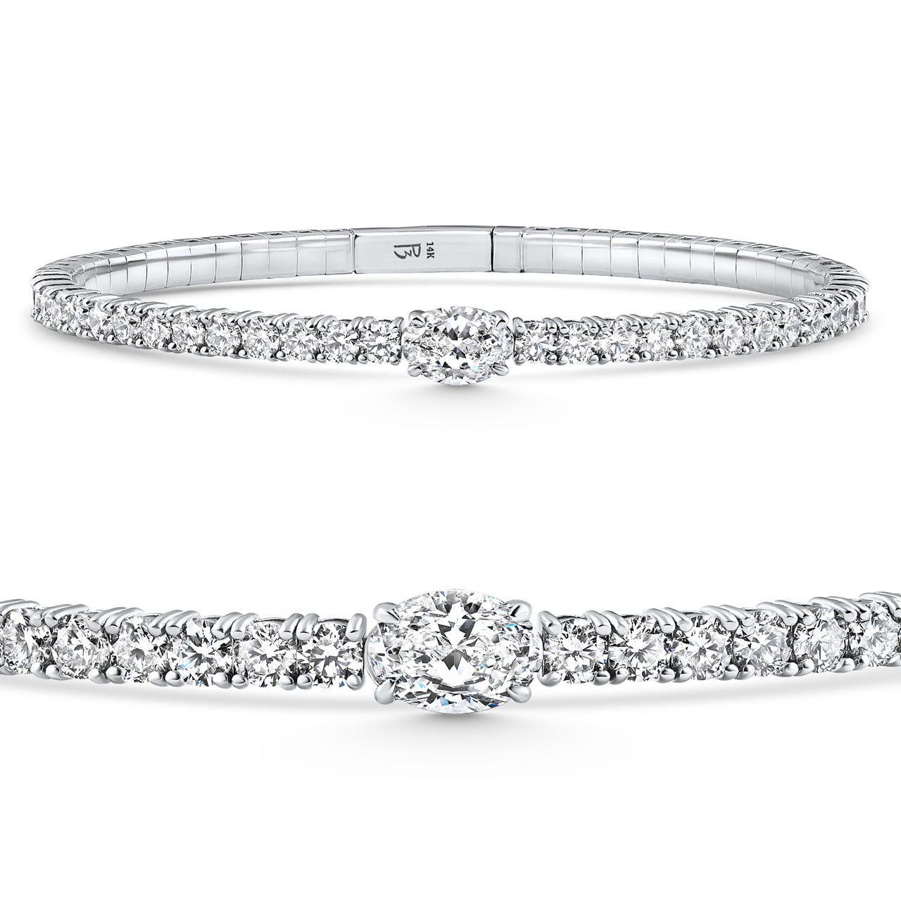 Pompeii 4.50Ct Diamond Bangle Oval Solitaire Flexible Tennis Bracelet ...