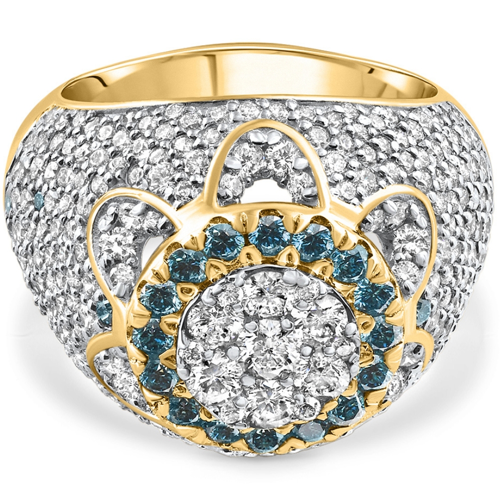 Pompeii 4.64Ct Blue & White Diamond Men's Pinky Ring 14k Yellow Gold Lab Grown Hip Hop - Walmart.com