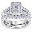 Pompeii 1 1/6ct Princess Cut Cushion Halo Diamond Engagement Ring Set 14K White Gold - Walmart.com