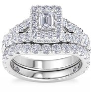 Pompeii 1 1/6ct Princess Cut Cushion Halo Diamond Engagement Ring Set 14K White Gold - Walmart.com