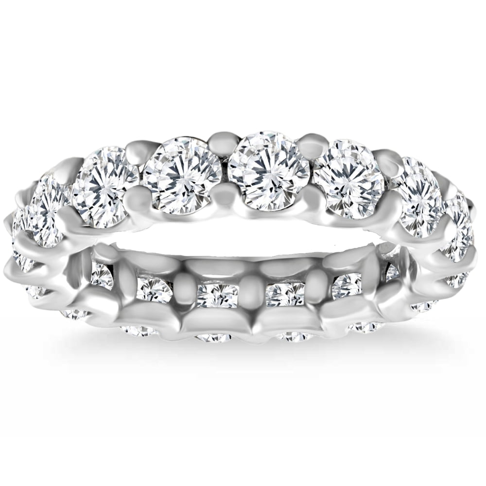 Pompeii 4Ct TW Lab Grown Diamond U Prong Eternity Ring Anniversary Band ...