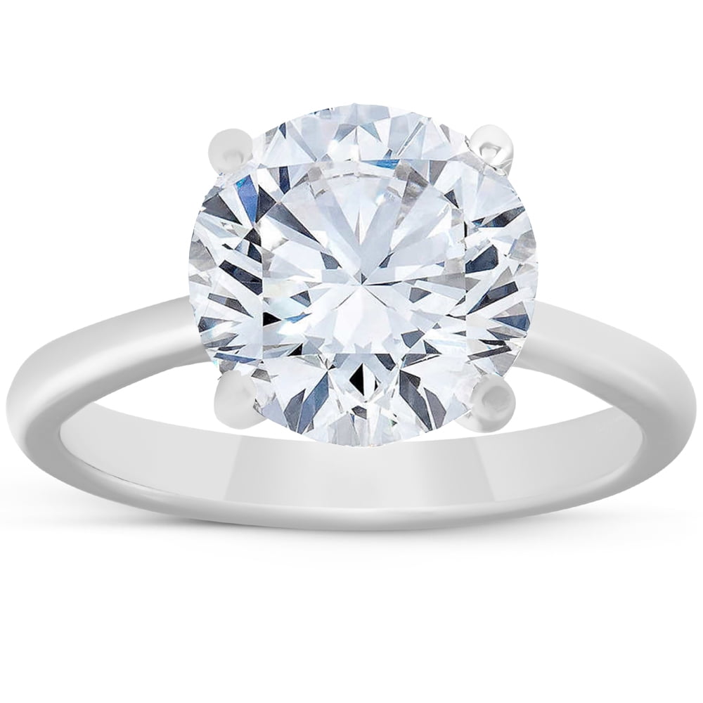 Pompeii 4ct Solitaire Moissanite Engagement Ring 14k White Gold 10MM (G/H,VVS1) - Walmart.com