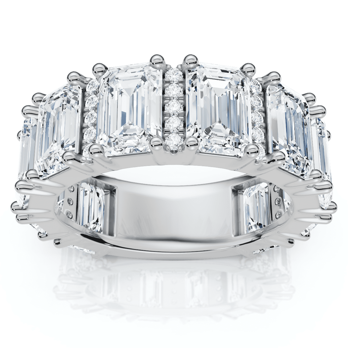 Pompeii 5 1/2Ct Naya Emerald Cut Diamond Wedding Band 14k Gold/Pt Stack ...