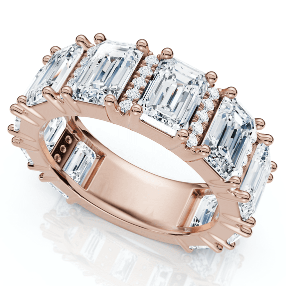 Pompeii 5 1/2Ct Naya Emerald Cut Diamond Wedding Band 14k Gold/Pt Stack ...