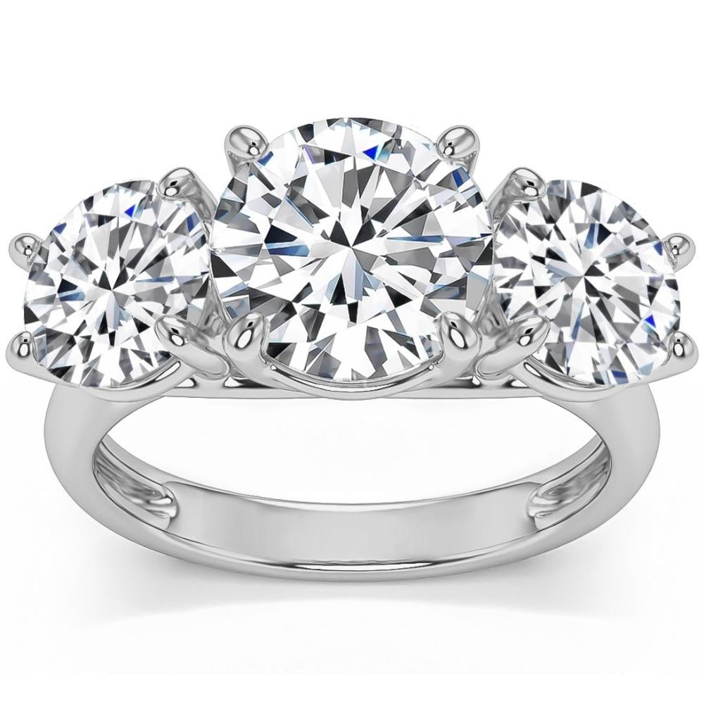 Pompeii 5 1/2Ct Three Stone Lab Grown Diamond Engagement Ring White ...