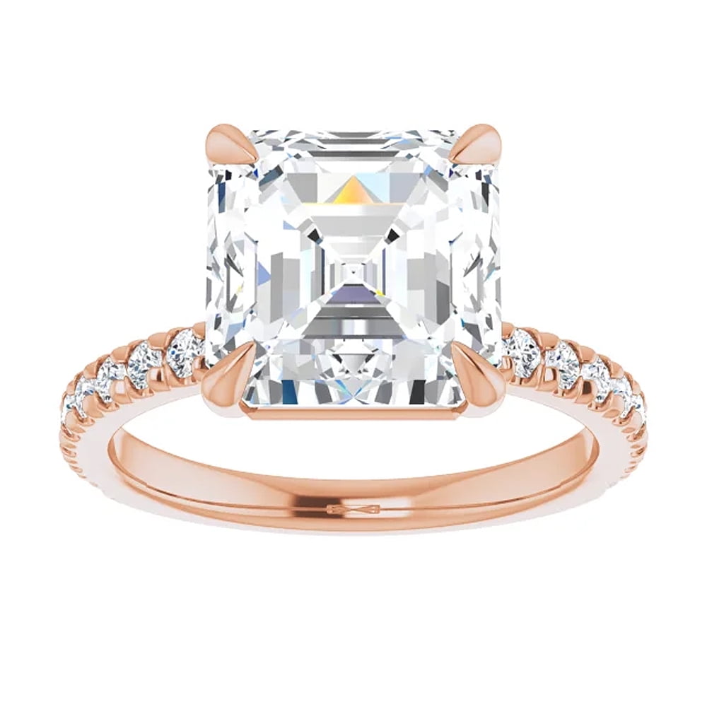 Pompeii 5 1/3Ct Asscher Cut & Diamond Engagement Ring in White, Yellow ...