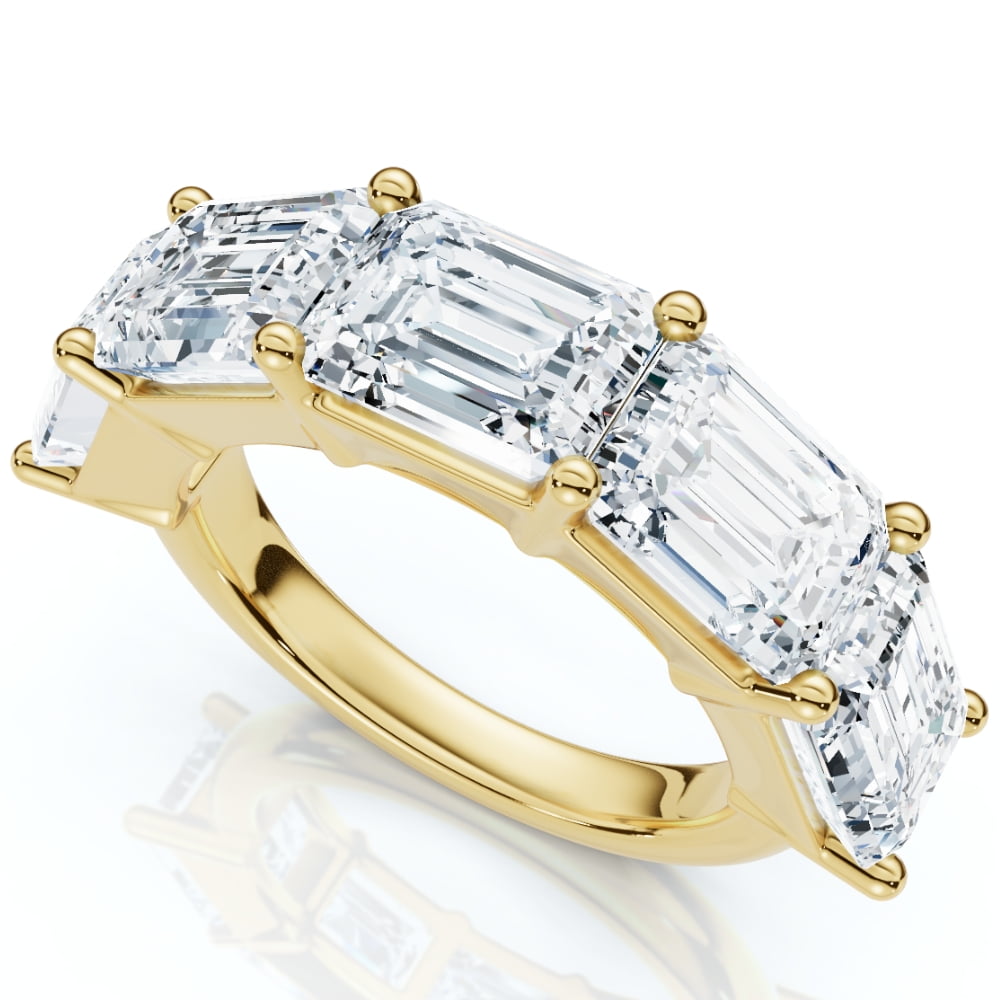 Pompeii 5.10Ct Emerald Cut Diamond 5 Stone Wedding Anniversary Ring 14k ...