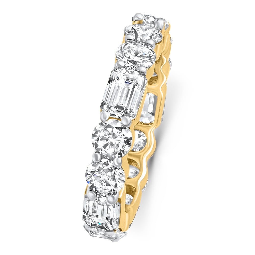 Pompeii 5 3/4 Ct Emerald & Round Diamond Eternity Ring 14k Gold Lab ...
