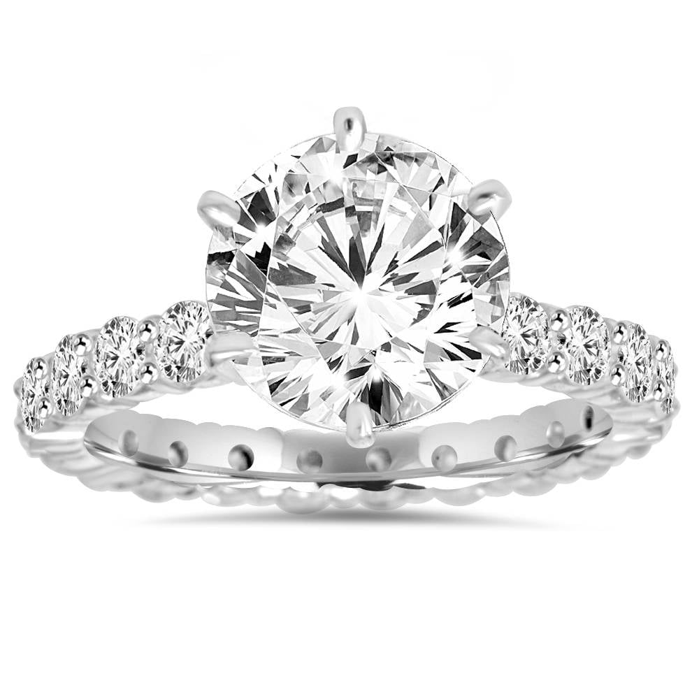 Pompeii Certified 6Ct Diamond Eternity Engagement Ring 14k White Gold Lab Grown (F,VS2 ...