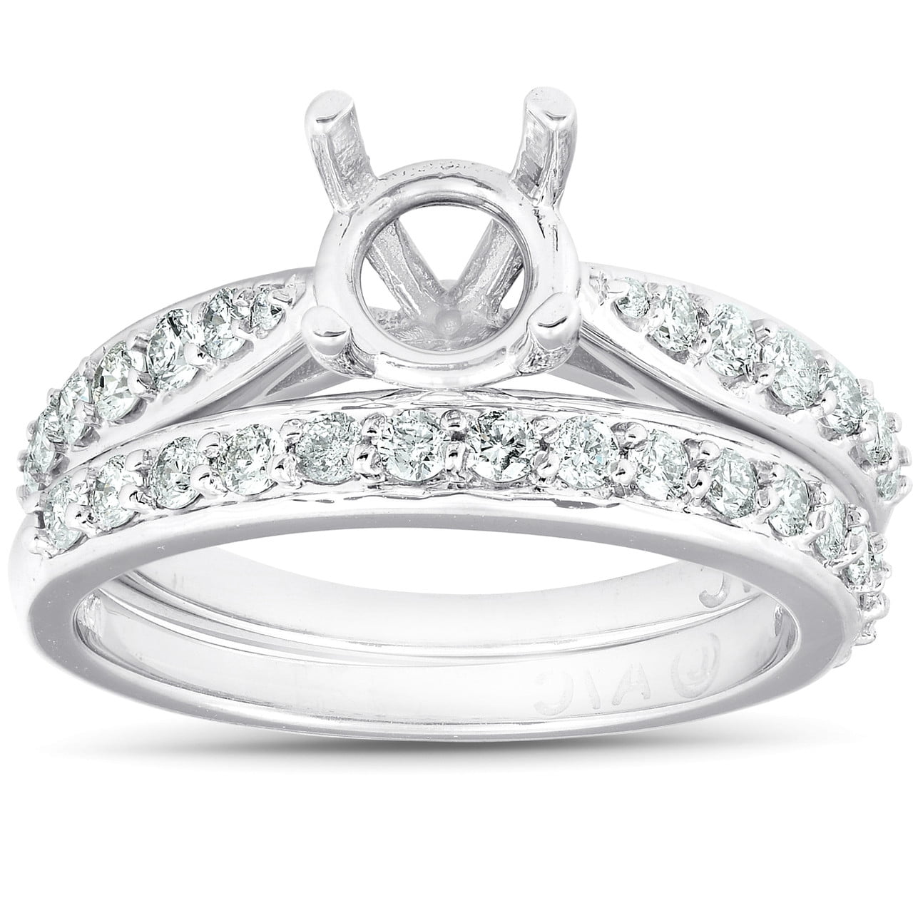 Pompeii 5/8 Ct Diamond Engagement Ring Setting & Matching Wedding Band 14k White Gold - Walmart.com