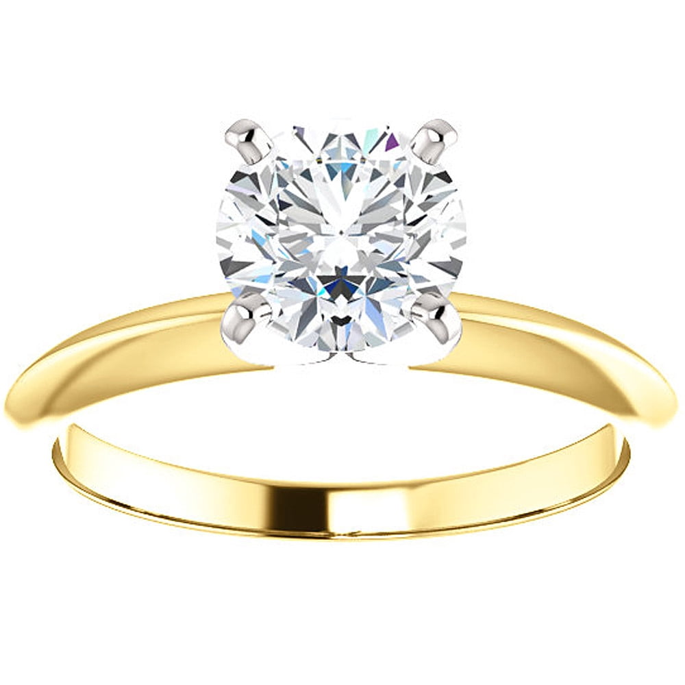 Pompeii 1Ct Round Diamond Solitaire Round Engagement Ring Two Tone 14k ...