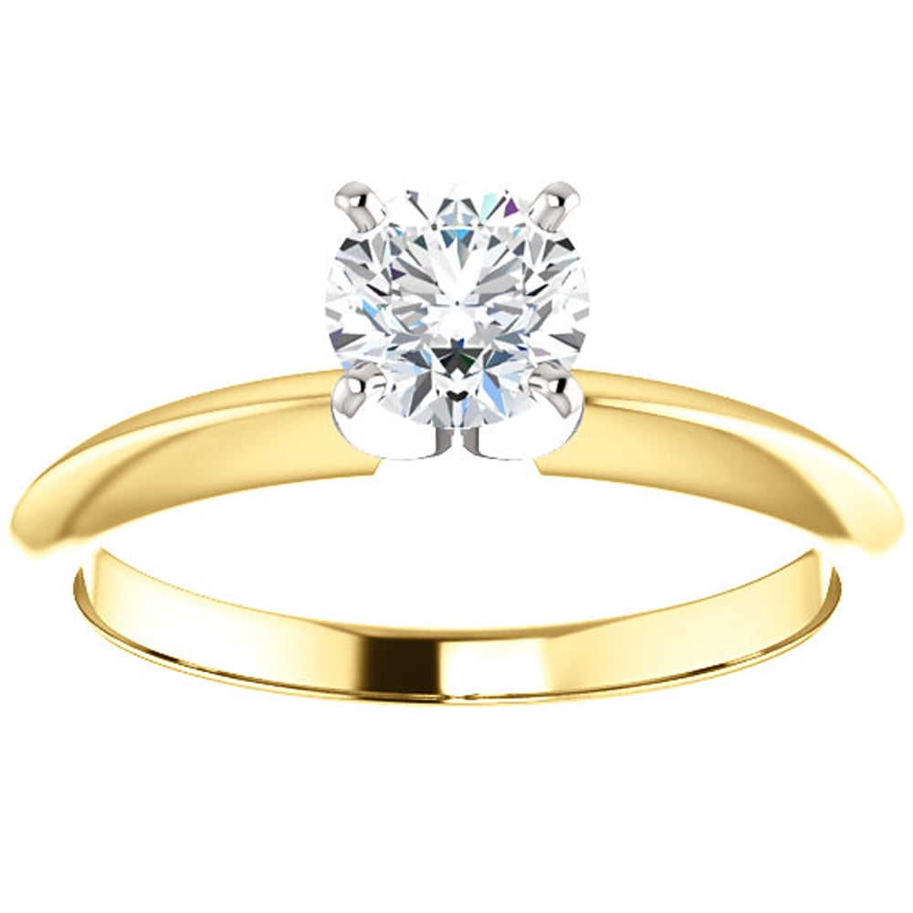 Pompeii 5/8 Ct Diamond Solitaire Round Cut Engagement Ring Two Tone 14k ...