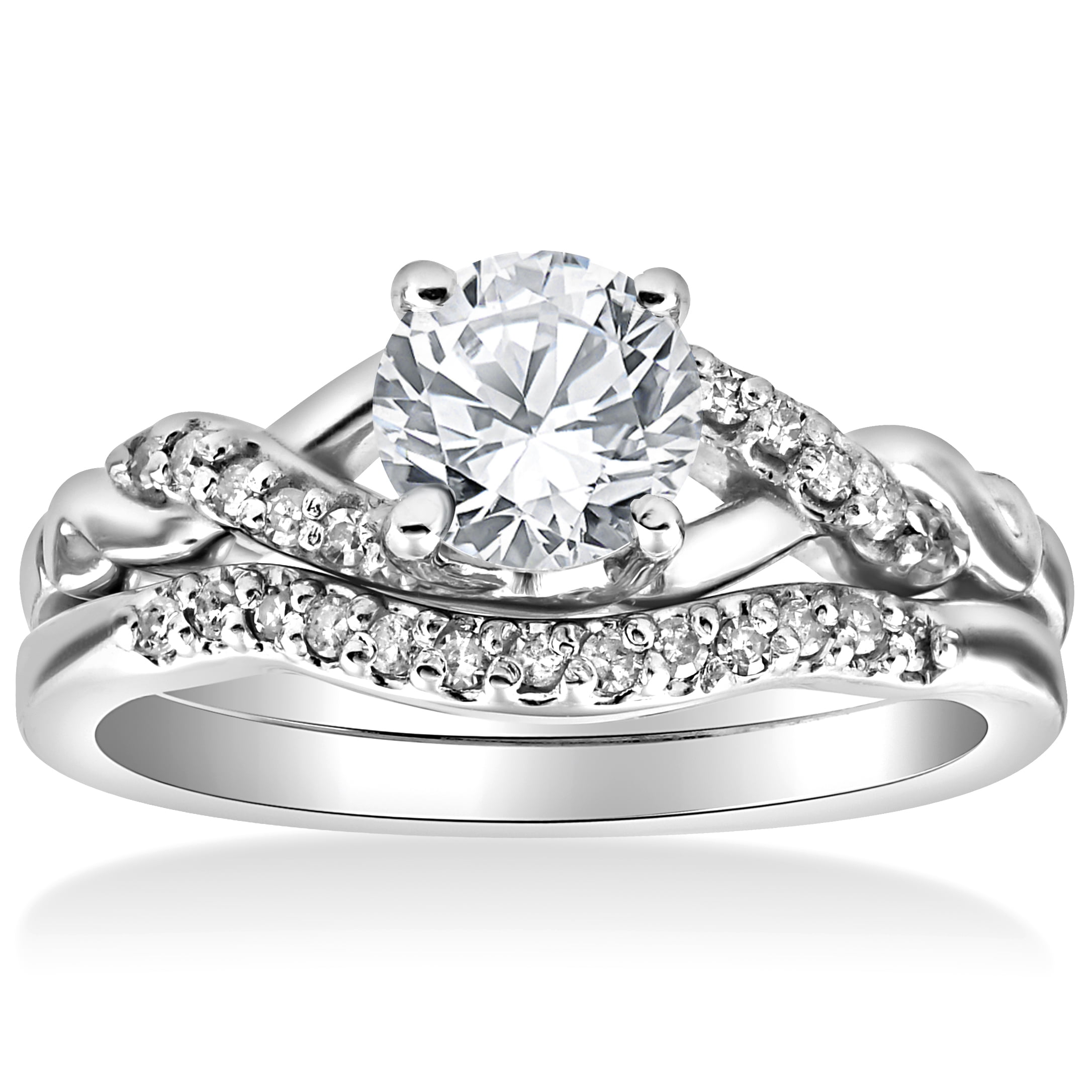 Pompeii 5/8 cttw Diamond Engagement Wedding Ring Set Twist Curve Band ...