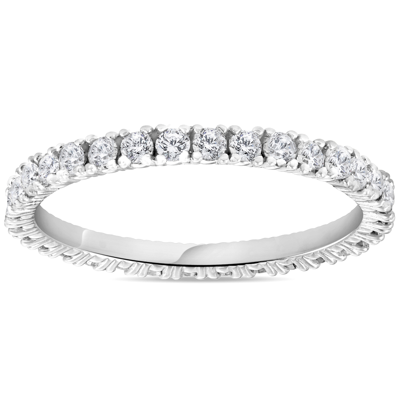 Pompeii 5/8 cttw Diamond Eternity Ring Womens Stackable Round 14k White ...
