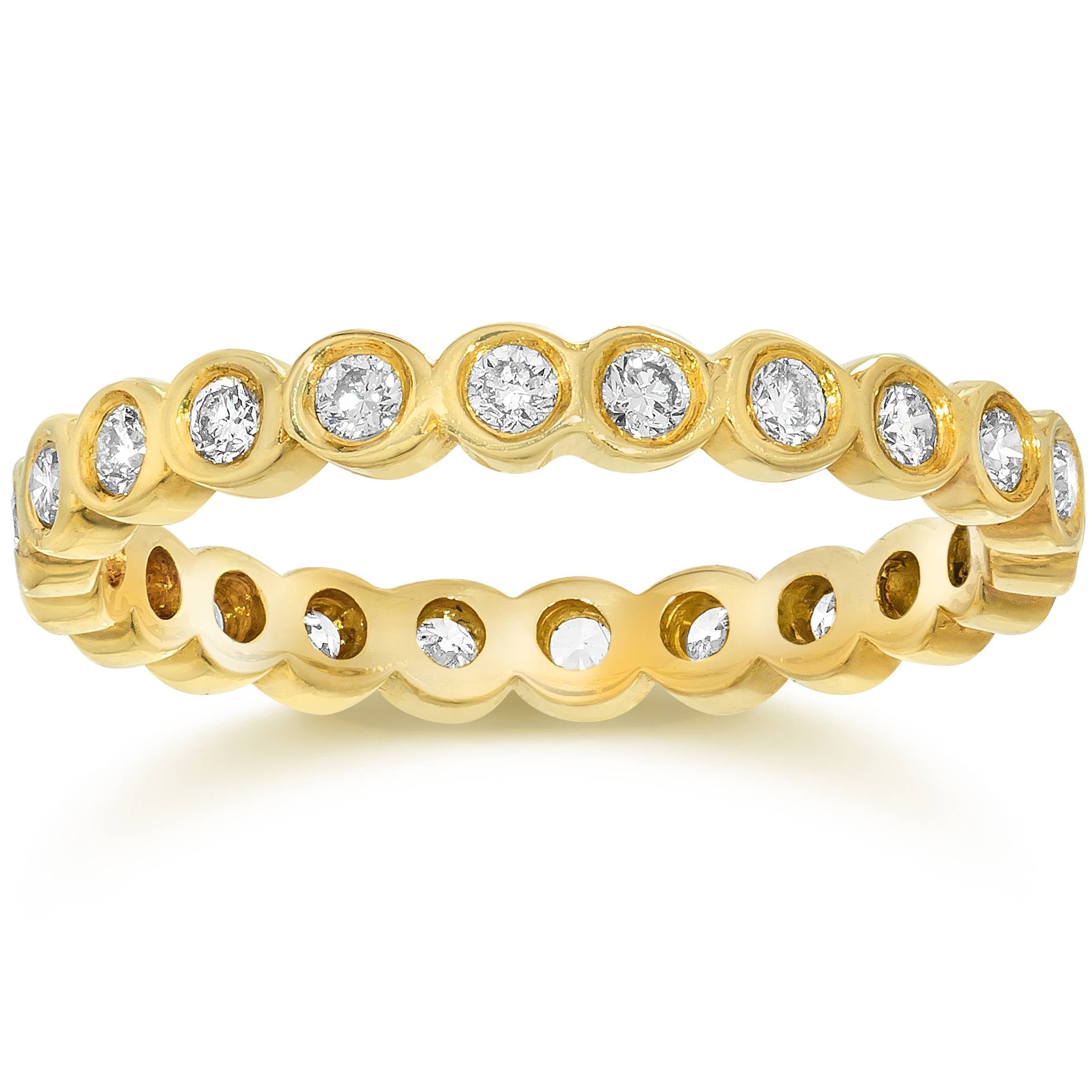 Pompeii3 5/8CT Diamond Bezel Eternity Stackable Band 14K Yellow Gold (H ...