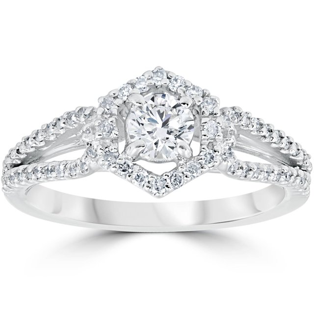 Pompeii 5/8CT Diamond Vintage Halo Engagement Ring 14K White Gold (H/I,I2) - Walmart.com