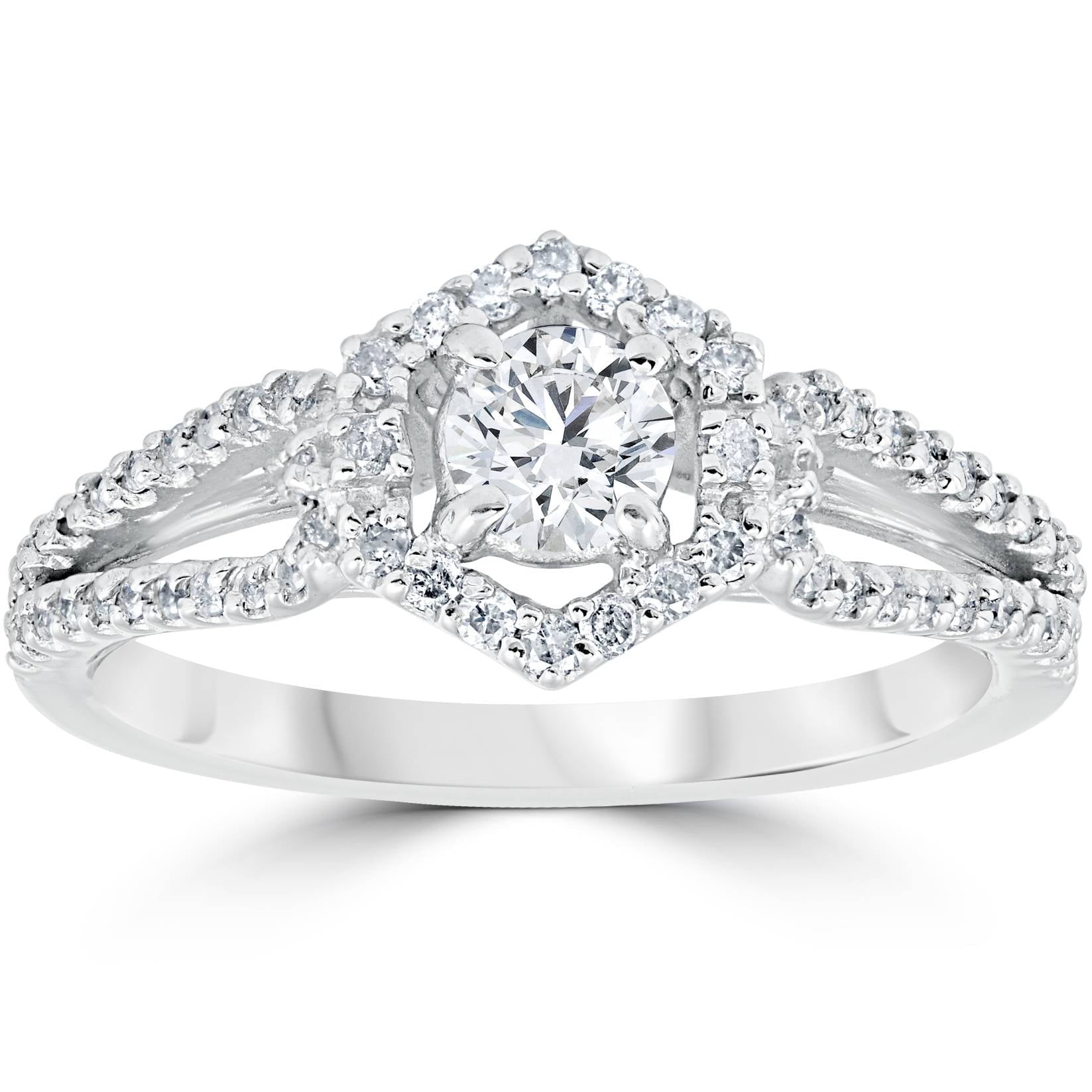 Pompeii3 5/8CT Diamond Vintage Halo Engagement Ring 14K White Gold (H/I,I2) - Walmart.com