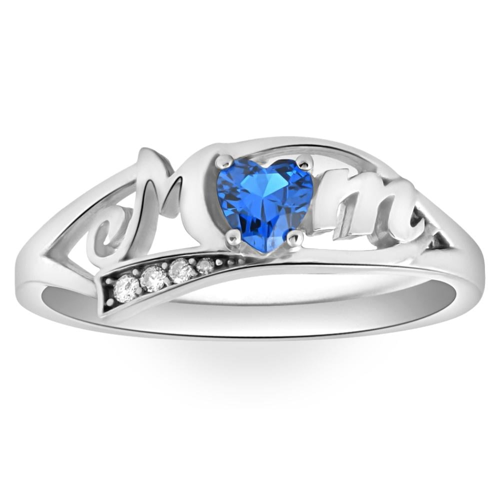 Pompeii 5/8Ct Heart Shaped Sapphire & Diamond Mom Ring in White, Yellow ...