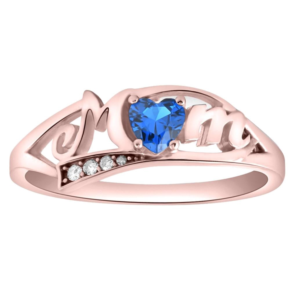Pompeii 5/8Ct Heart Shaped Sapphire & Diamond Mom Ring in White, Yellow ...