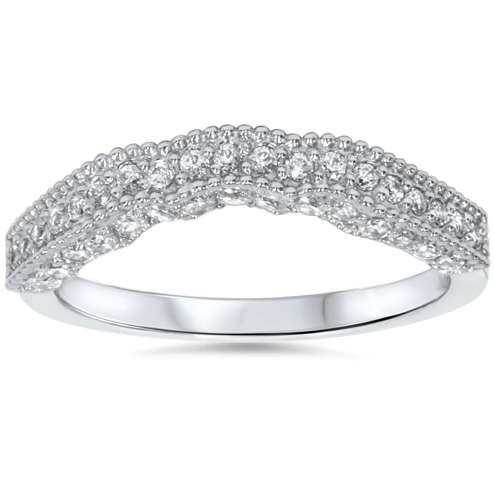 Pompeii3 5/8Ct Curved Notched Diamond Ring Enhancer 14K White Gold (H/I ...