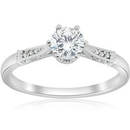 Pompeii 3/4ct 3-Stone Pave Cushion Halo Diamond Engagement Ring Vintage 10k White Gold - Walmart.com