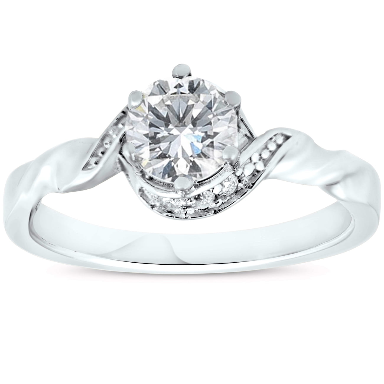 Pompeii 5/8ct Diamond Halo Solitaire Twist Band Engagement Ring 14k ...