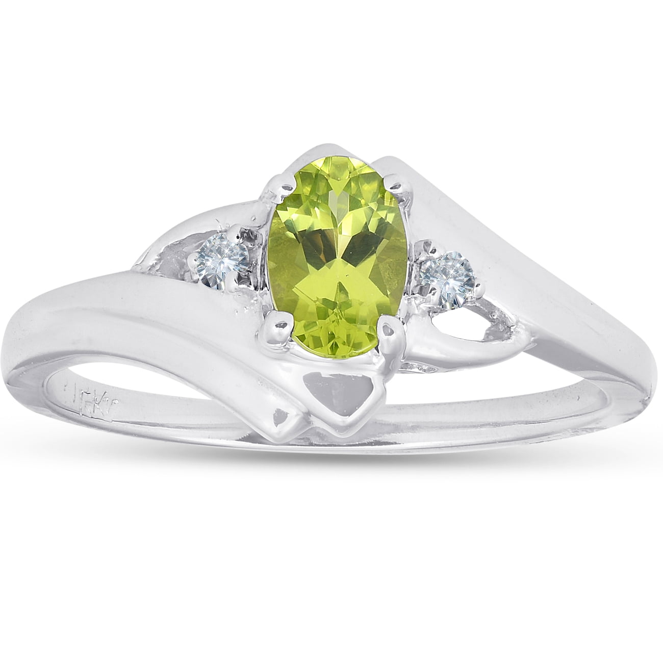 Pompeii 5/8ct Oval Peridot & Diamond Ring 14K White Gold (G/H,I2-I3 ...