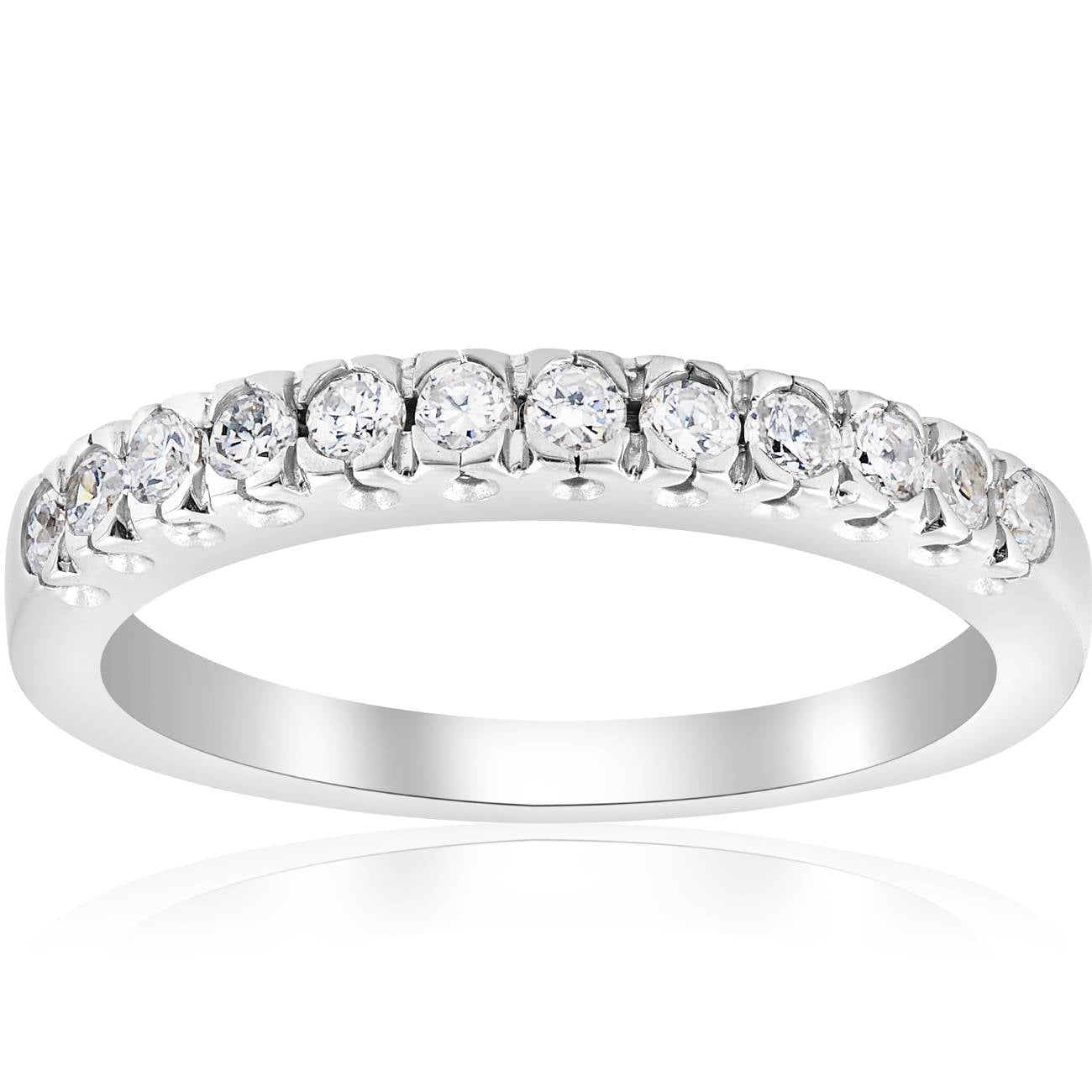 Pompeii 5/8ct Pave Diamond French Prong Set Wedding Ring 14K White Gold ...