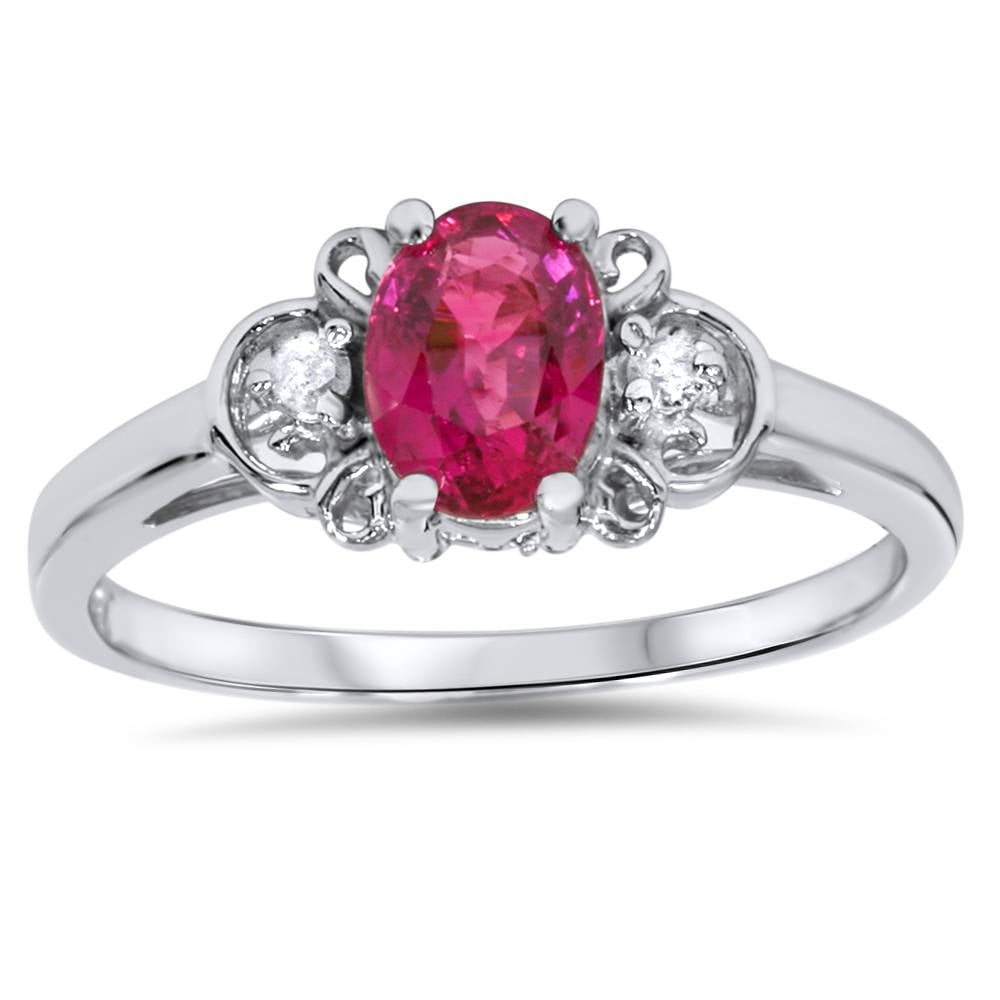 Pompeii 5/8ct Ruby & Diamond Ring 14K White Gold (G/H,SI2) - Walmart.com