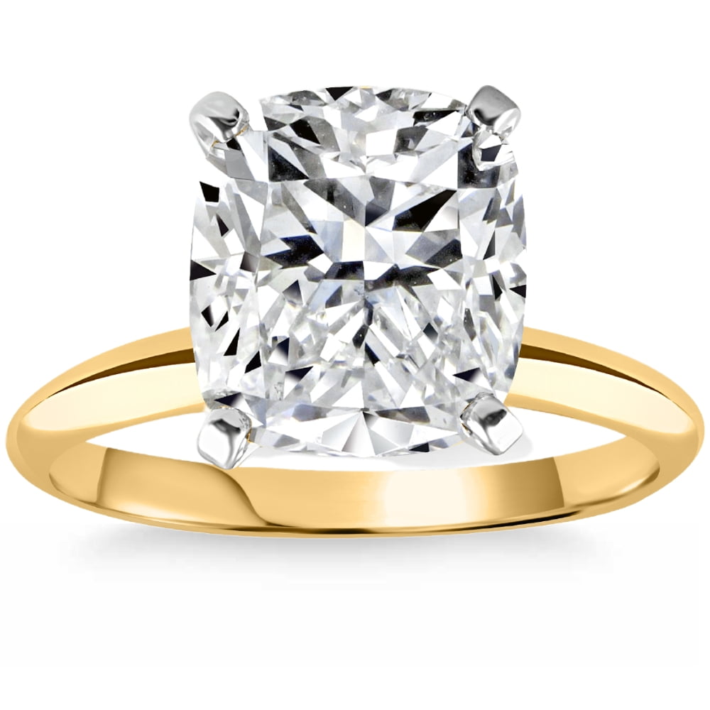 Pompeii 5Ct 14k Two Tone Certified Lab Grown Cushion Diamond Engagement ...